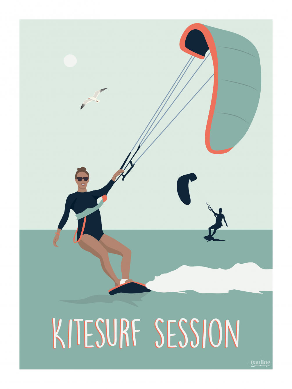 Poster photo illustration Kitesurf session - acheter Poster photo ...